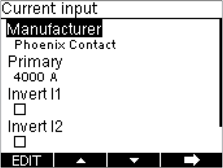 Basic device configuration with Rogowski coil via the display
